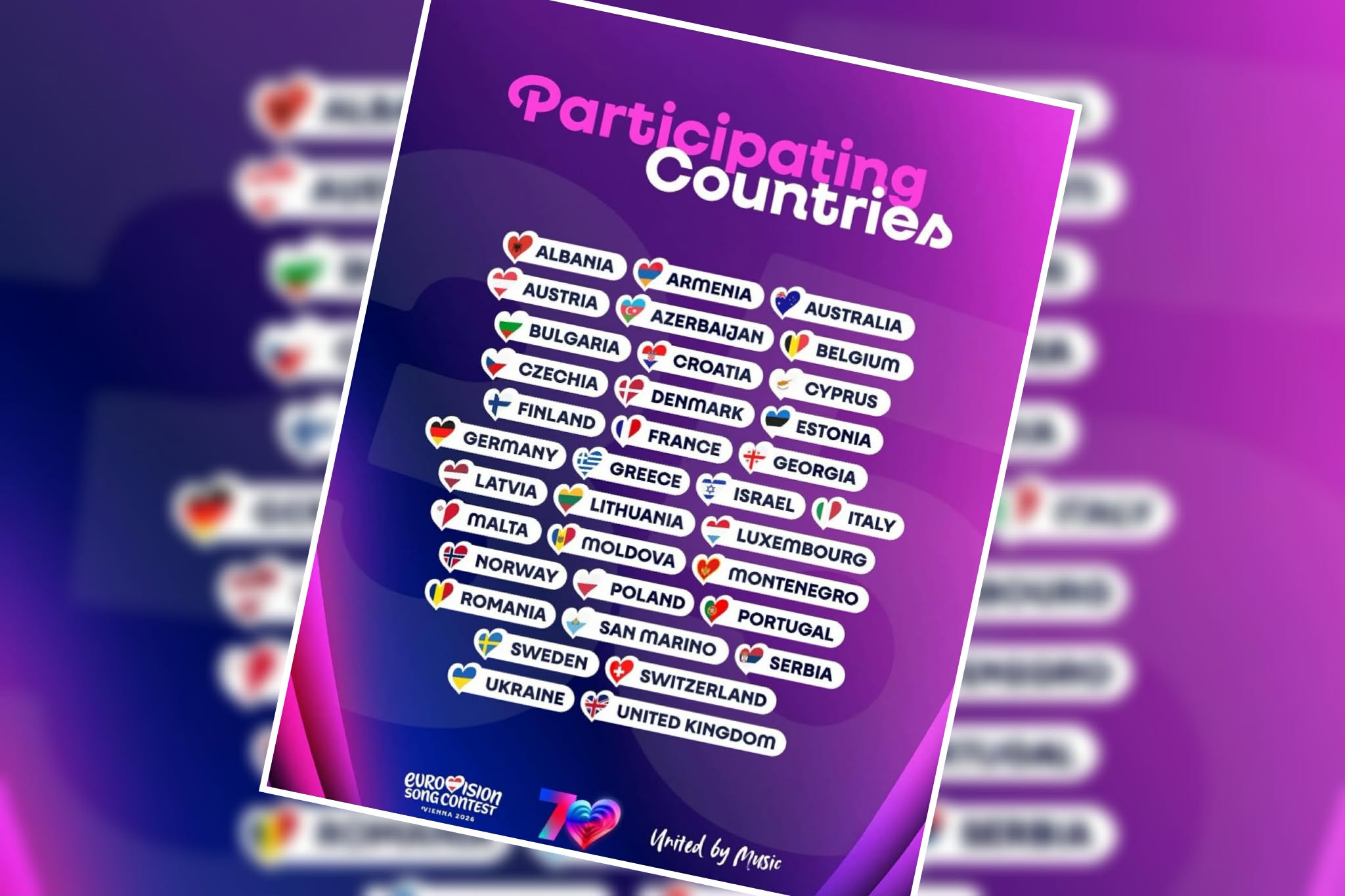 Eurovision 2026: 35 participating countries confirmed for Vienna!